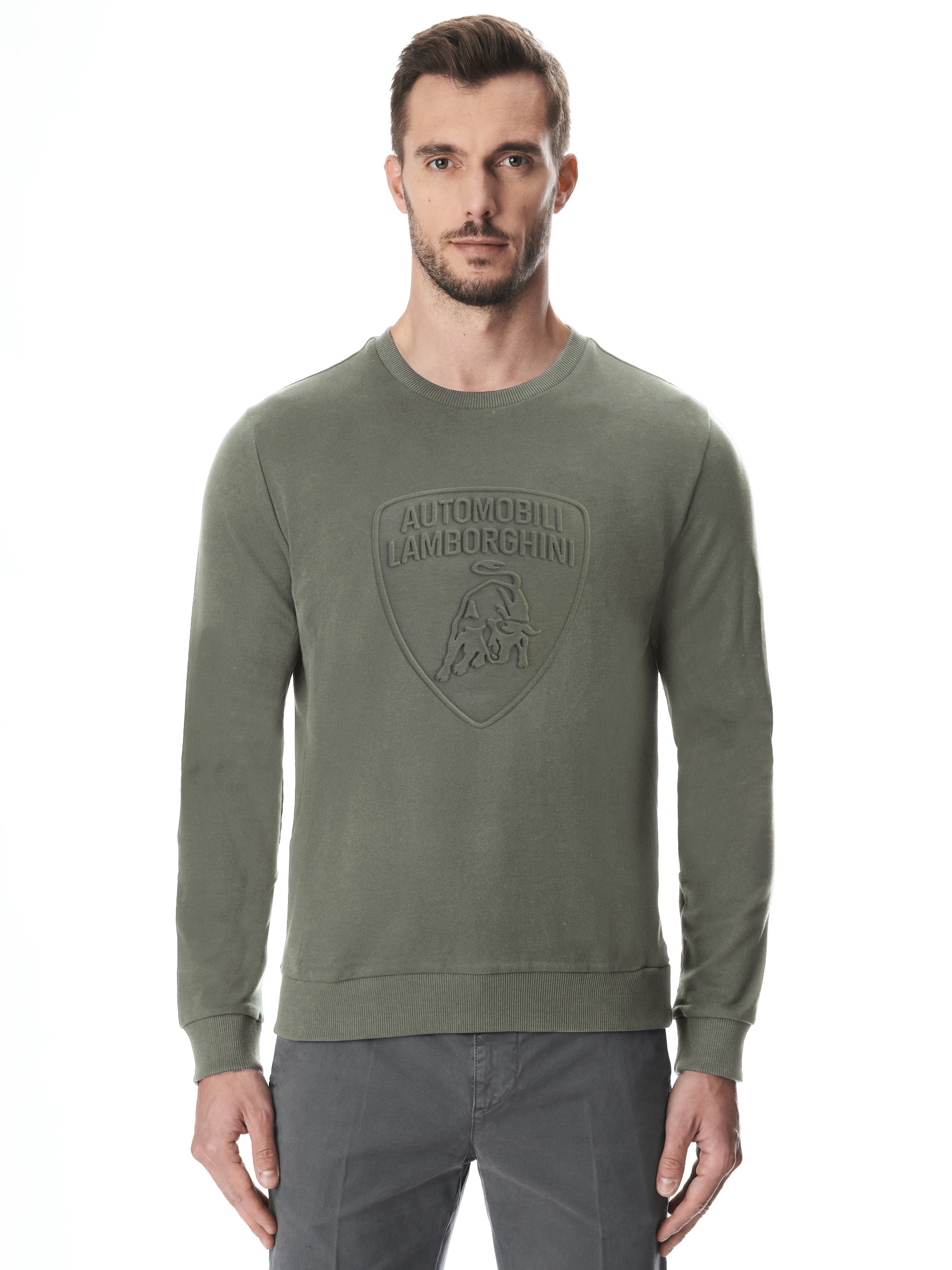 AUTOMOBILI LAMBORGHINI CREW NECK SWEATSHIRT WITH EMBOSSED SHIELD LOGO ...